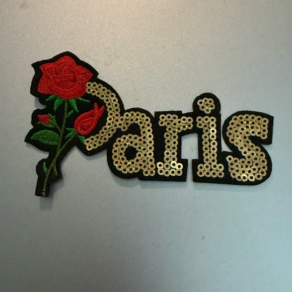 Accessories | Paris Sequin Iron On Patch With Red Rose | Poshmark